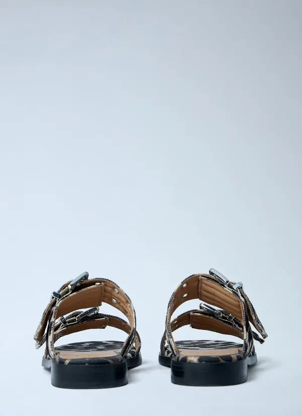 GANNI Buckle Two Strap Sandals - Brown