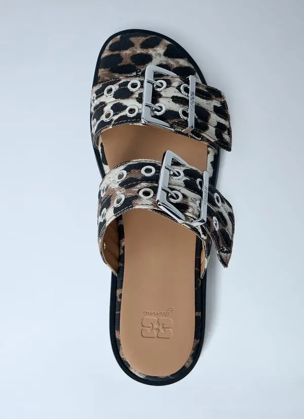 GANNI Buckle Two Strap Sandals - Brown