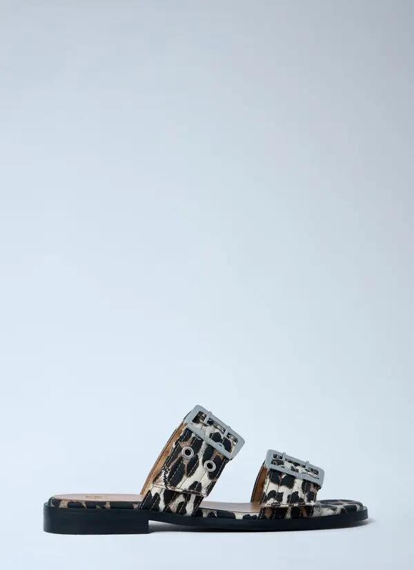 GANNI Buckle Two Strap Sandals - Brown