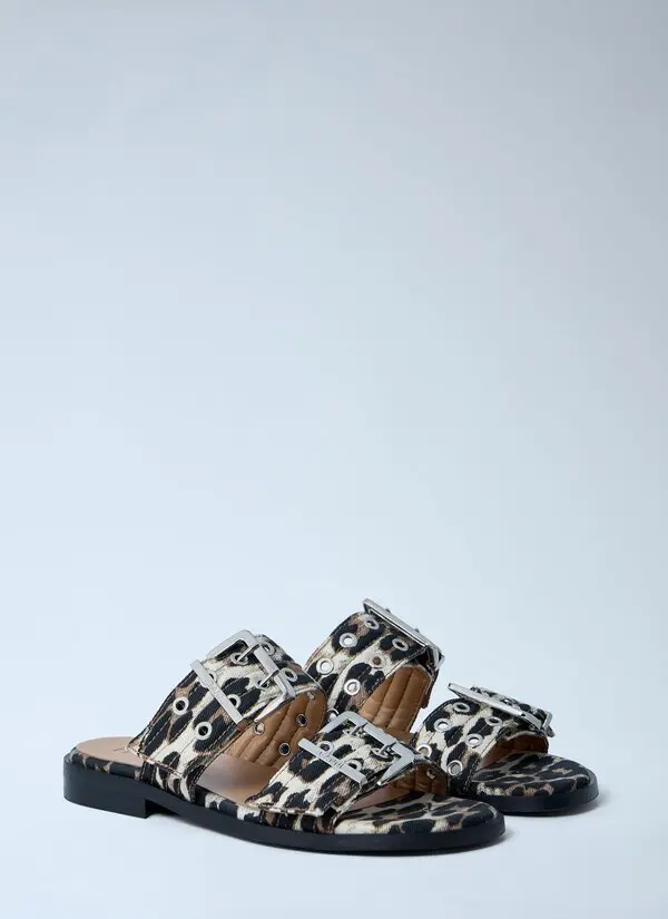 GANNI Buckle Two Strap Sandals - Brown