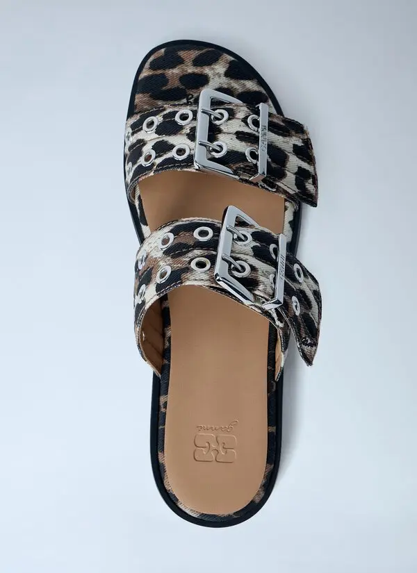 GANNI Buckle Two Strap Sandals - Brown