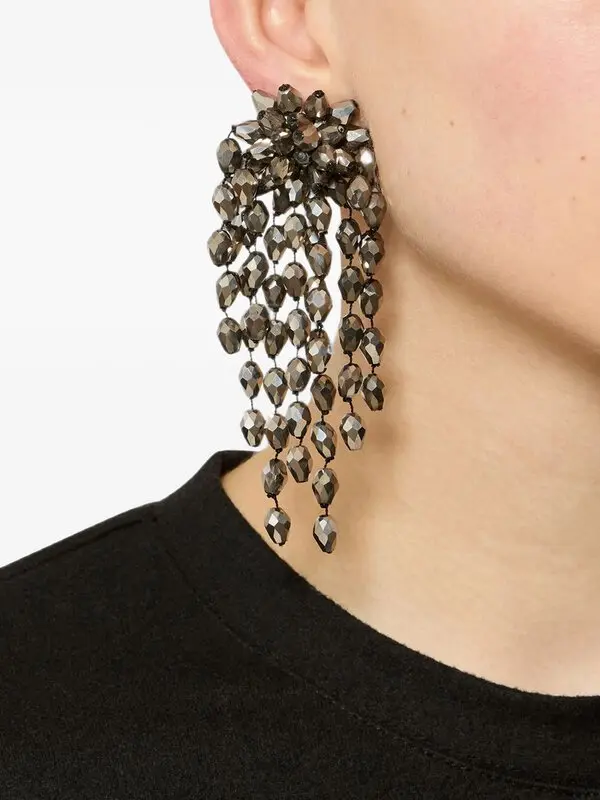 Isabel Marant Étoile Hanabi Beaded Pendant Clip Earrings - Silver