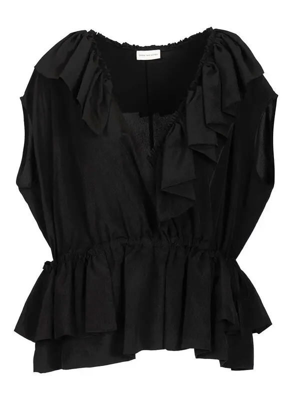 Dries Van Noten Jersey Top With Belt - Black