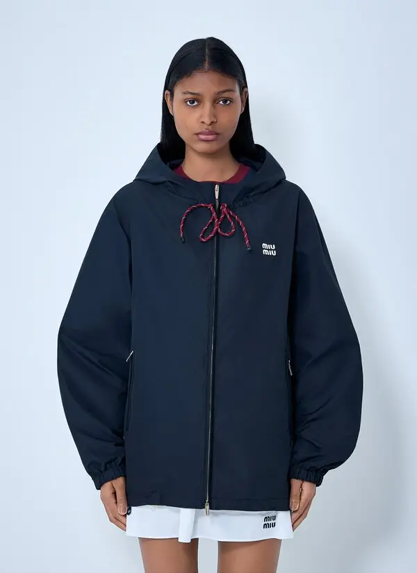 Miu Miu Technical Fabrication Hooded Zip Jacket - Blue