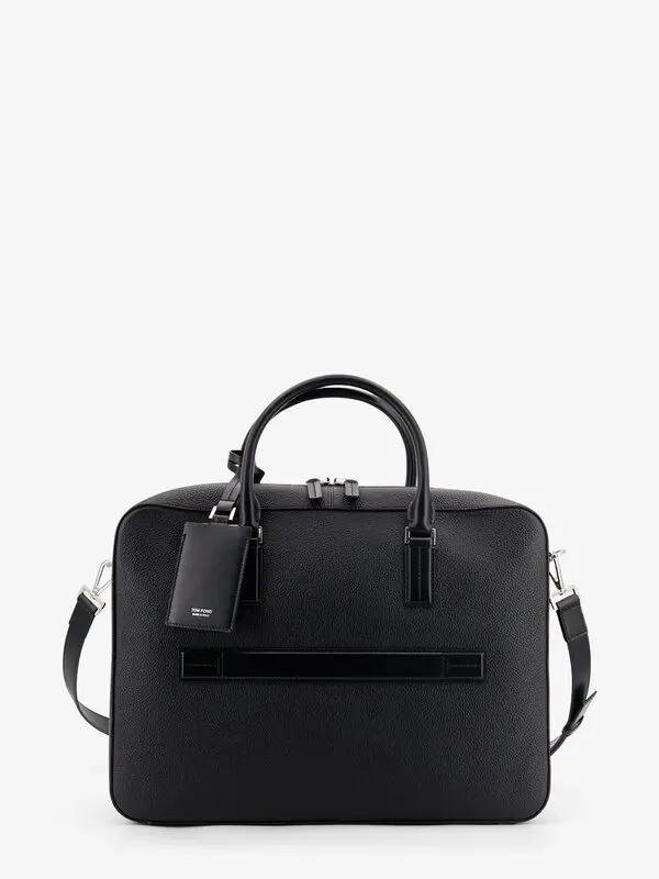 TOM FORD Leather Work Bag With Front Lettering Logo