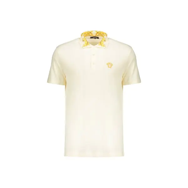 Versace Contrast Collar Polo - Yellow