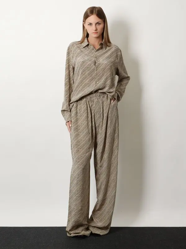 Balenciaga Monogram Silk Trousers - Multicolor