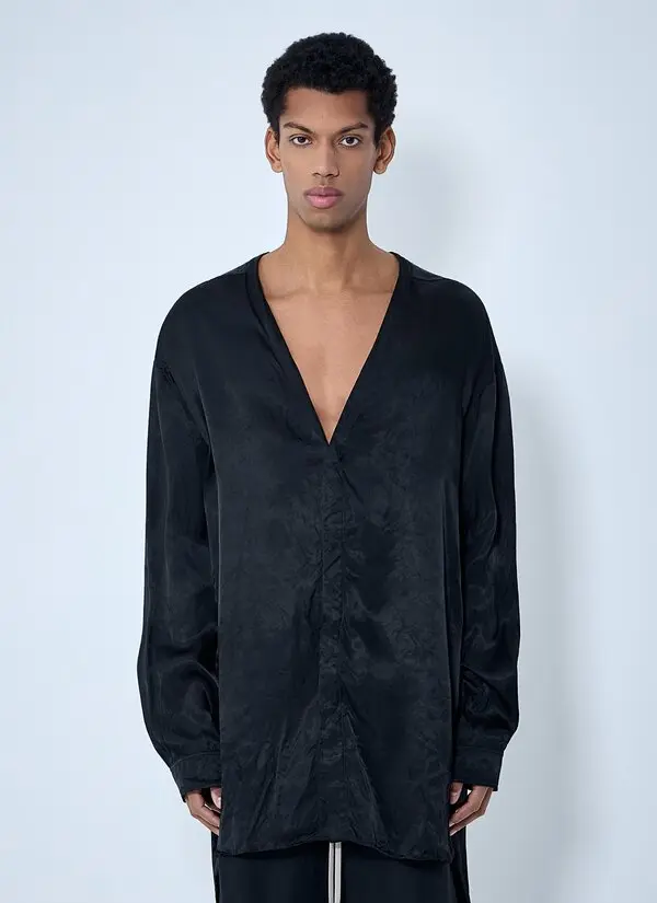 Rick Owens Oversized V-neck Shirt - Black