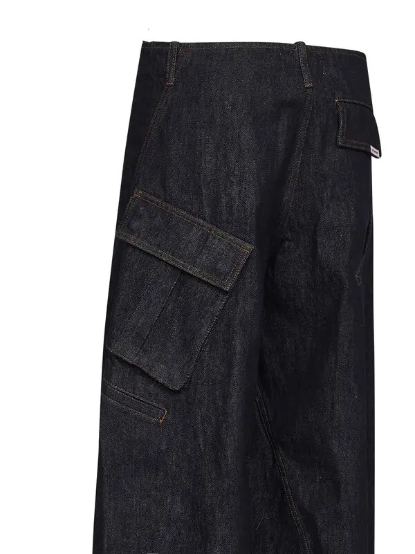 SELF-PORTRAIT Indigo Denim Cargo Jeans