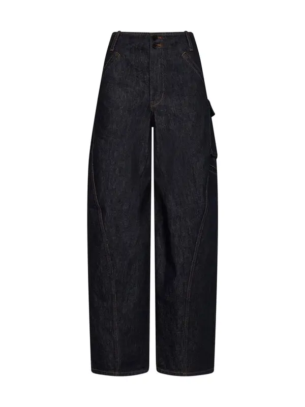 SELF-PORTRAIT Indigo Denim Cargo Jeans - Multicolor