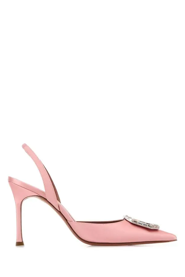 Amina Muaddi Satin Camelia Pumps - Pink