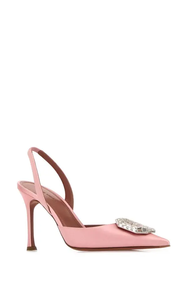 Amina Muaddi Satin Camelia Pumps - Pink