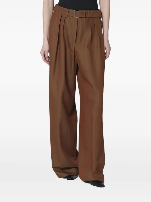 Dries Van Noten Striped Wool Blend Trousers - Brown