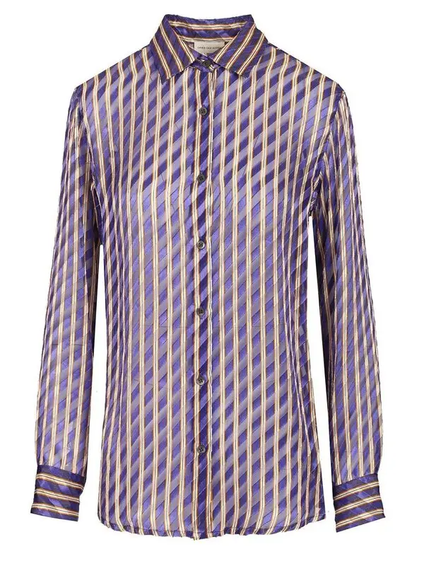 Dries Van Noten Striped Dévoré Satin Shirt