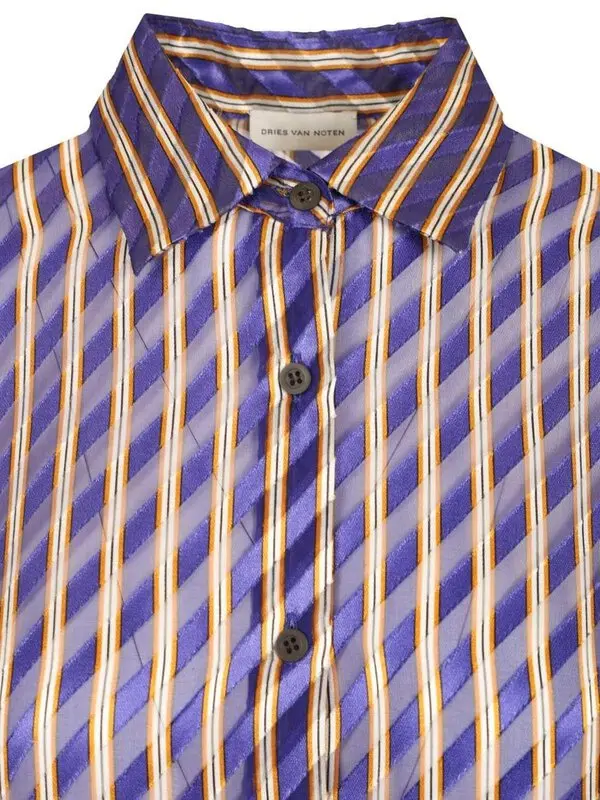 Dries Van Noten Striped Dévoré Satin Shirt