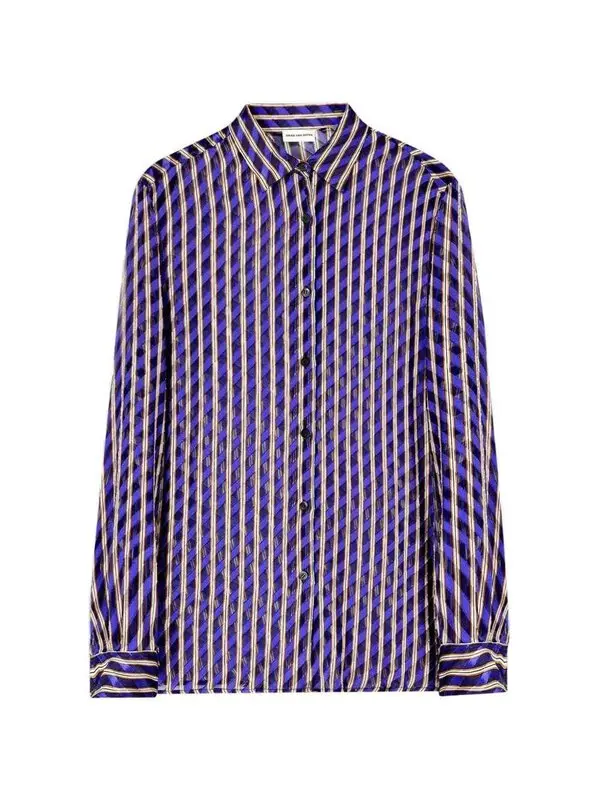Dries Van Noten Striped Dévoré Satin Shirt
