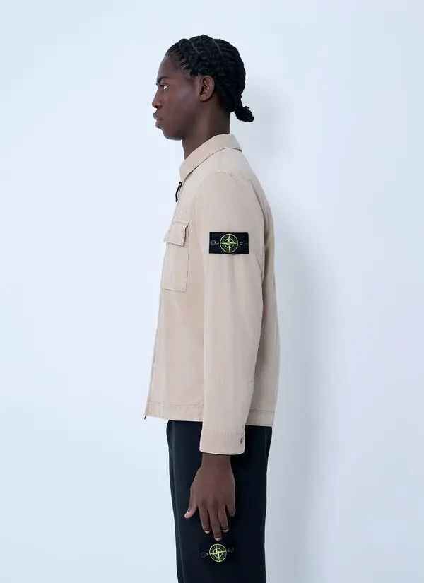 Stone Island Logo Patch Overshirt - Cream