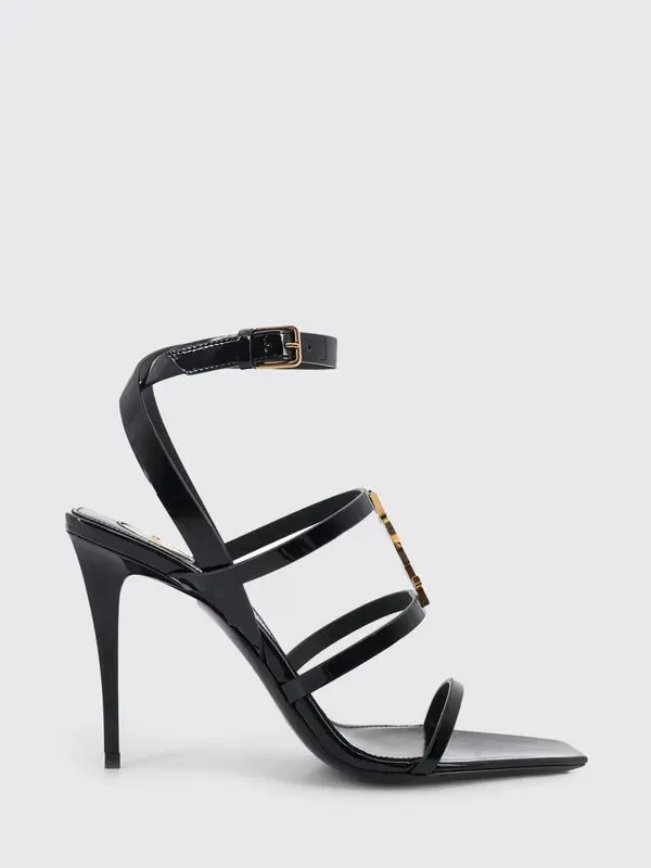 Saint Laurent Cassandra Patent Leather Sandal - Black