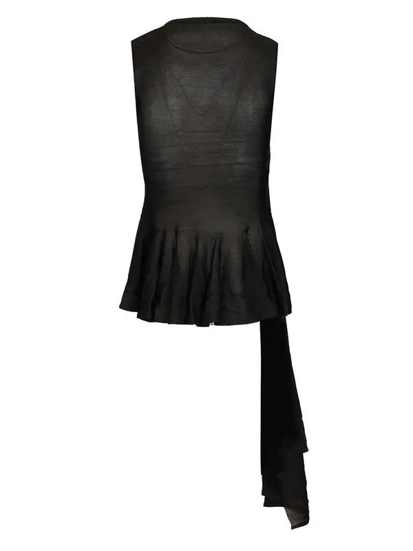 Alaïa Asymmetrical Viscose Knit Top With Godet - Black