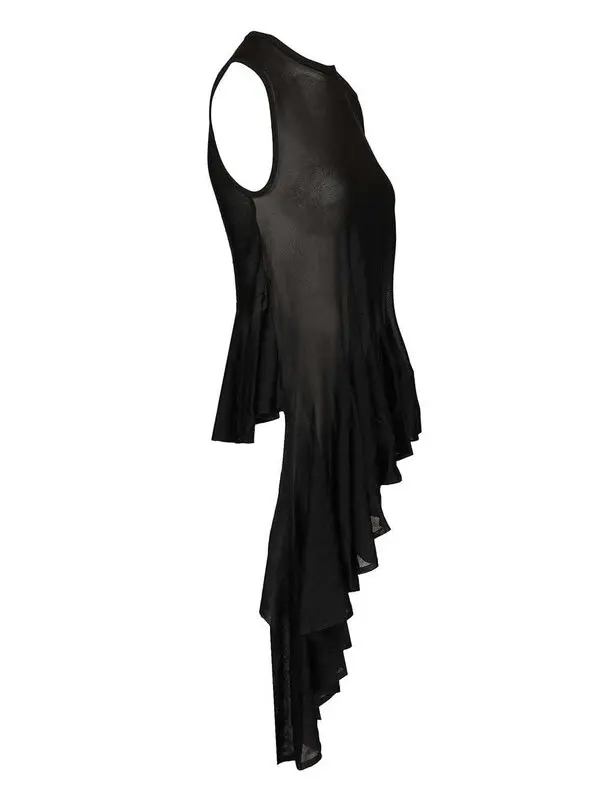 Alaïa Asymmetrical Viscose Knit Top With Godet - Black