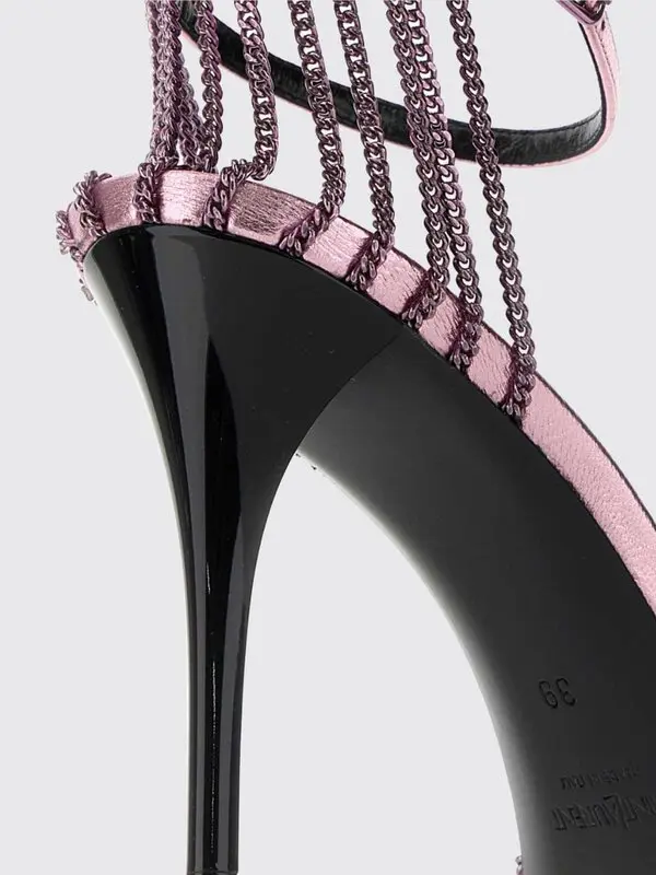 Saint Laurent Metallic Chain-detail Heeled Sandal - Gray