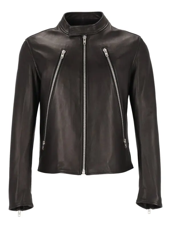 MAISON MARGIELA 5-zip Leather Jacket - Black