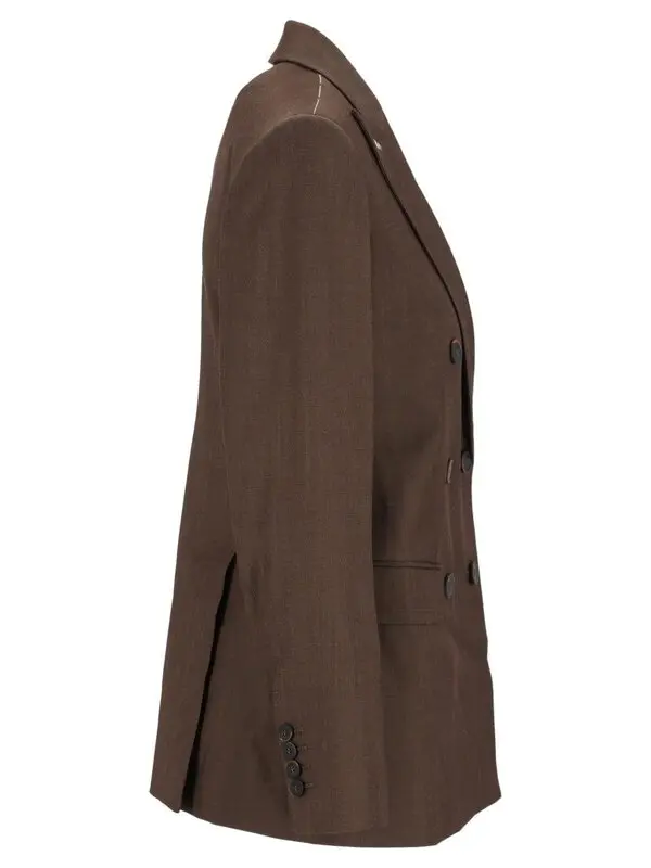 Max Mara Double-breasted Wool Gabardine Blazer - Brown
