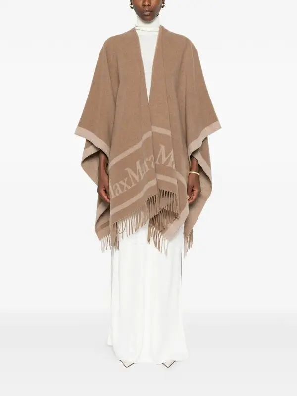 Max Mara Jacquard Wool Poncho