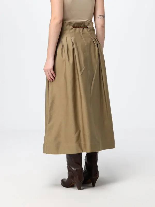 Max Mara A-line High-waisted Midi Cotton Skirt With Drawstring - Brown