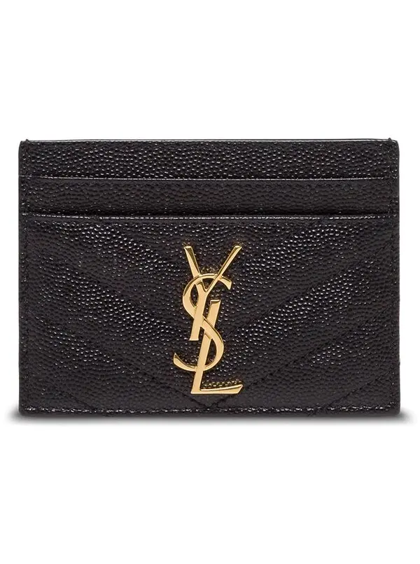 Saint Laurent Black Quilted Leather Card Holder With Logo - Multicolor