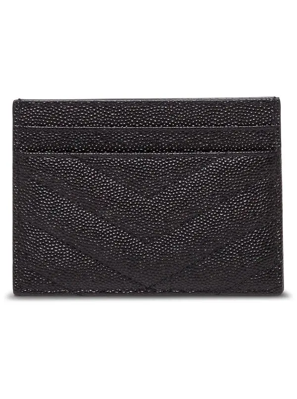 Saint Laurent Black Quilted Leather Card Holder With Logo - Multicolor