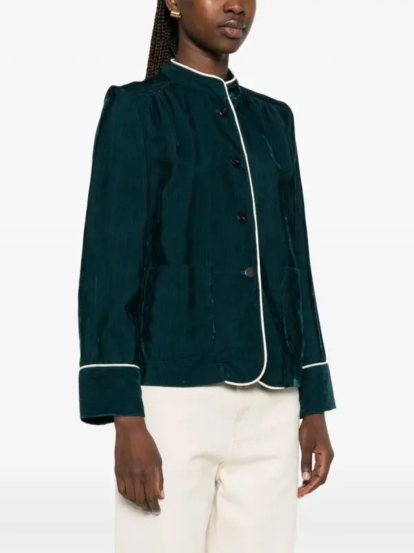 FORTE_FORTE Two-thousand-striped Jade Jacket