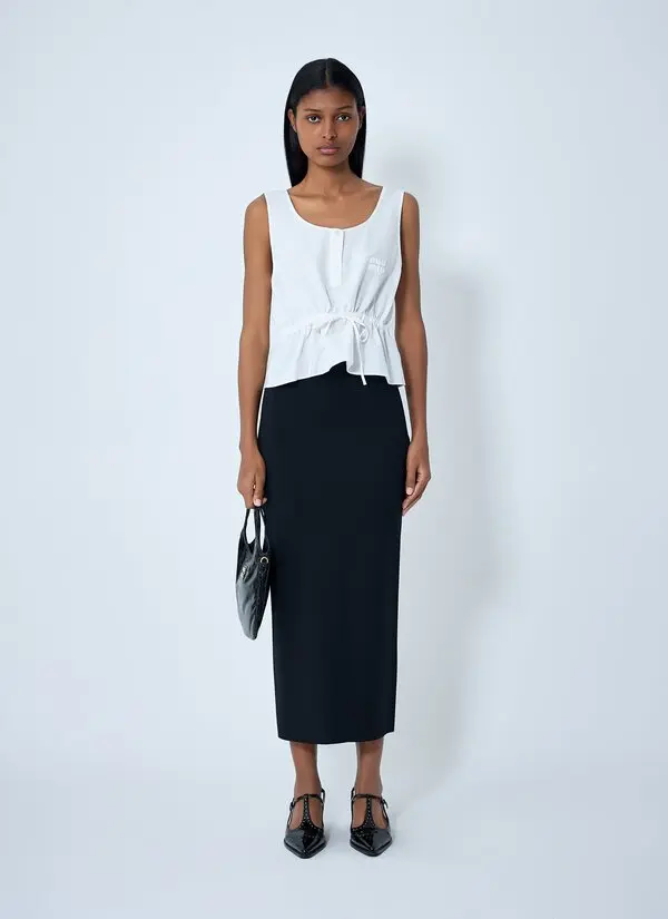 Miu Miu Logo Motif Drawstring Top - White