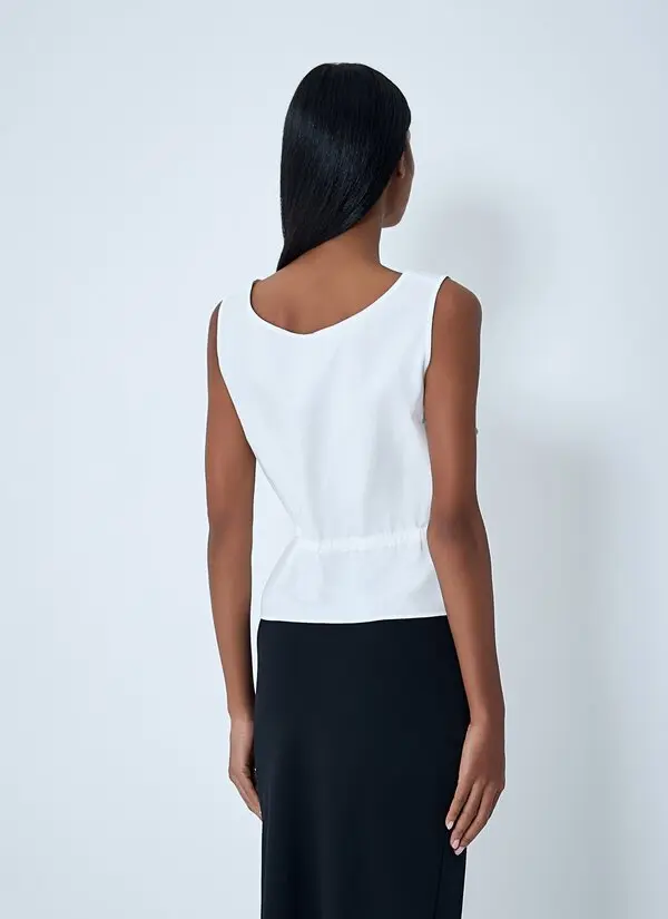 Miu Miu Logo Motif Drawstring Top - White