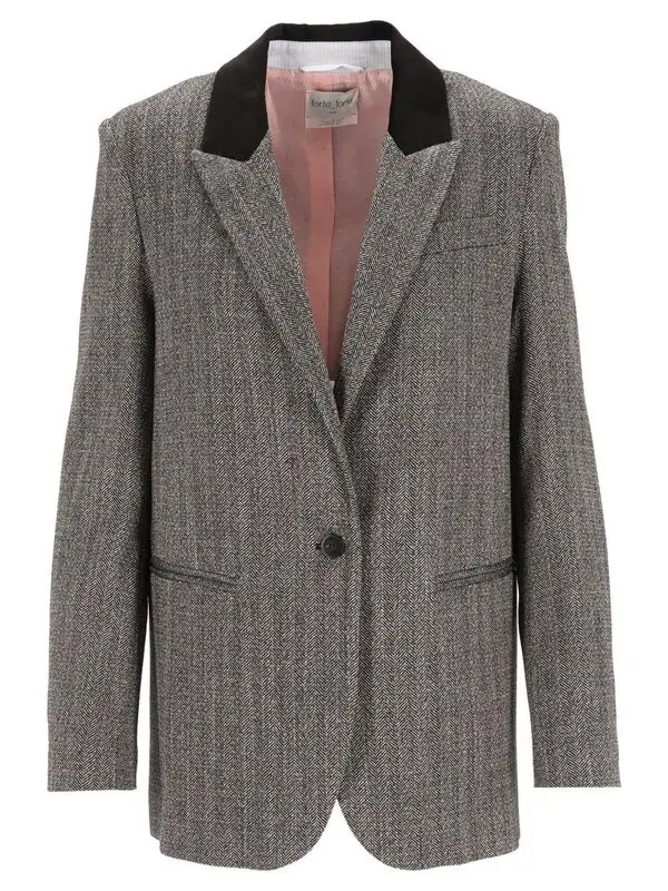 FORTE_FORTE Jaspe Chevron Blazer - Black