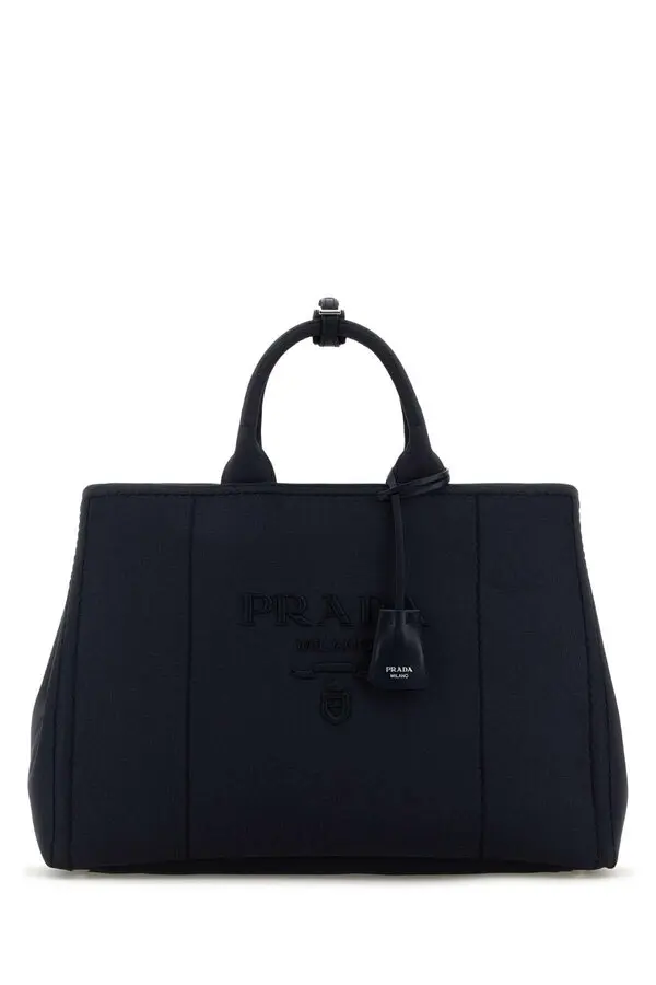 Prada Navy Canvas Shopping Bag - Blue