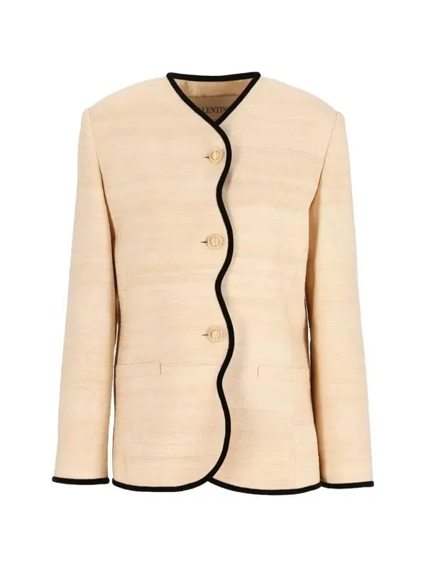 Valentino Garavani Silk Linen Blazer - White