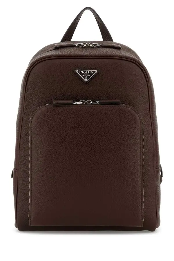 Prada Leather Backpack - Brown
