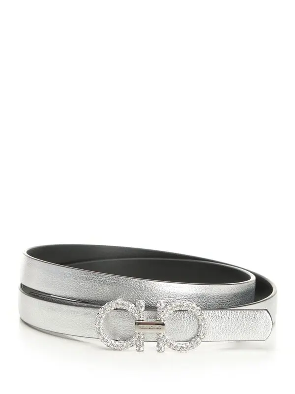 FERRAGAMO Adjustable Gancini Belt - Silver
