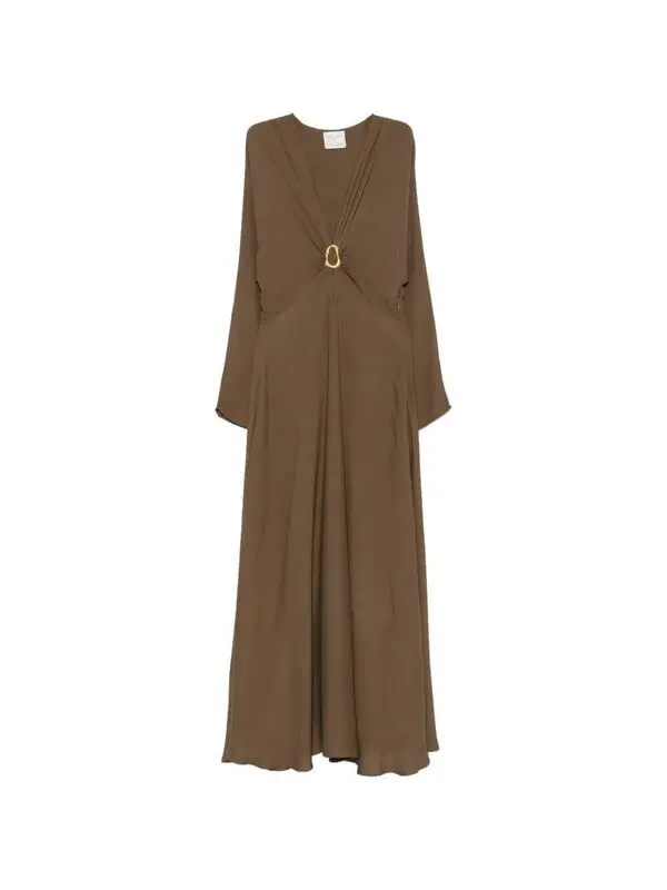 FORTE_FORTE Sculpture Buckle Silk-blend Dress - Brown