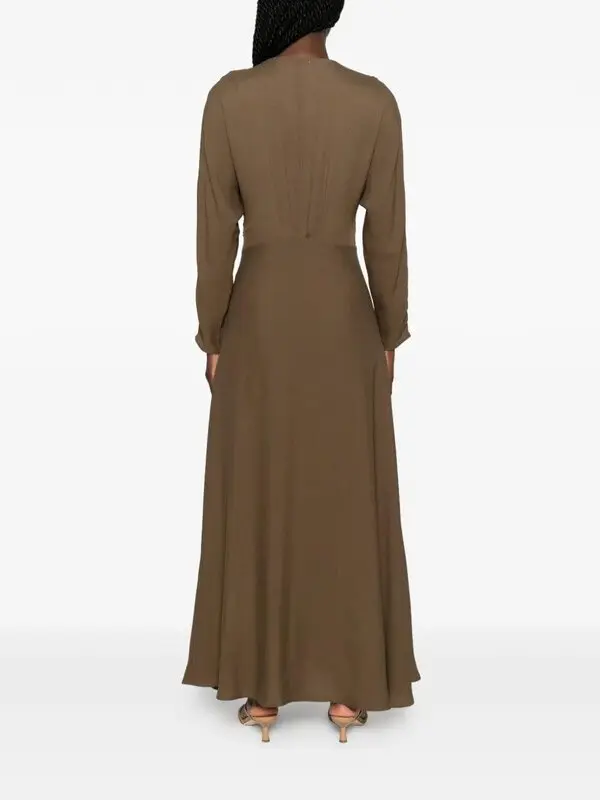 FORTE_FORTE Sculpture Buckle Silk-blend Dress - Brown