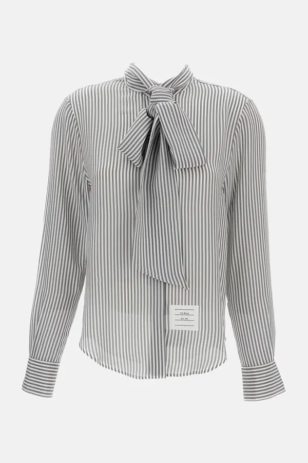 Thom Browne Striped Silk Detachable Collar Shirt - Multicolor
