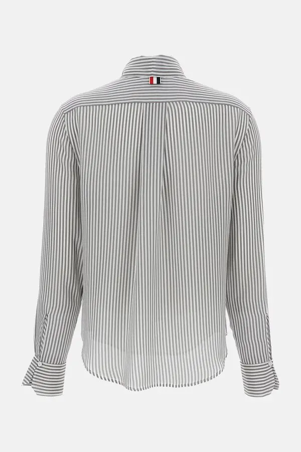 Thom Browne Striped Silk Detachable Collar Shirt - Multicolor
