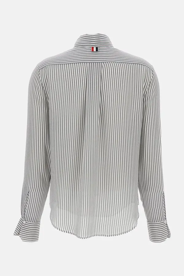 Thom Browne Striped Silk Detachable Collar Shirt - Multicolor