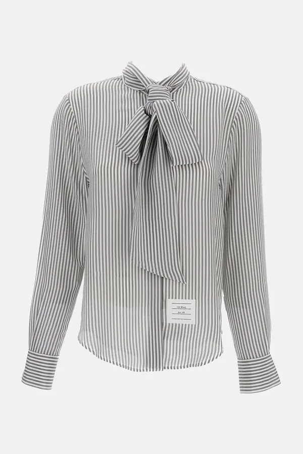 Thom Browne Striped Silk Detachable Collar Shirt - Multicolor