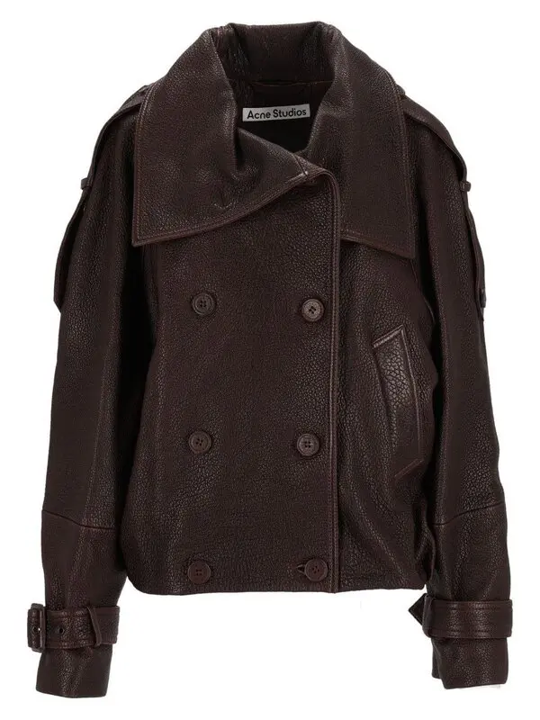 Acne Studios Full Grain Leather Trench Coat - Brown