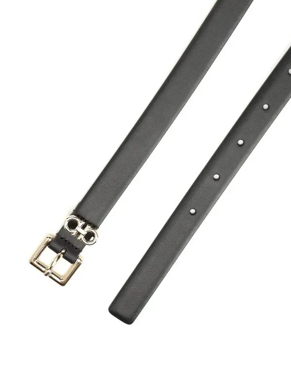 FERRAGAMO Double Gancini Fixed Belt - Black