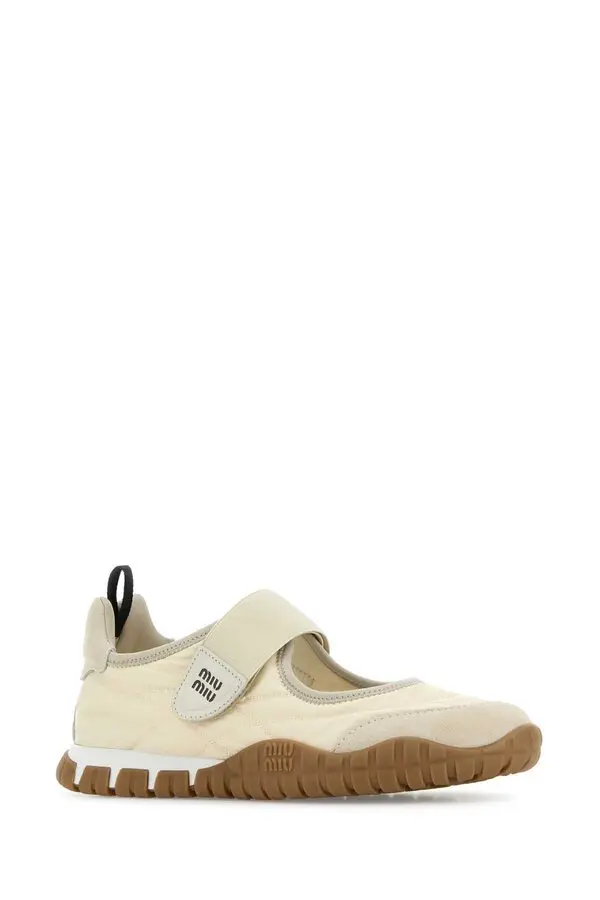 Miu Miu Sand Fabric Tyre Ballerinas