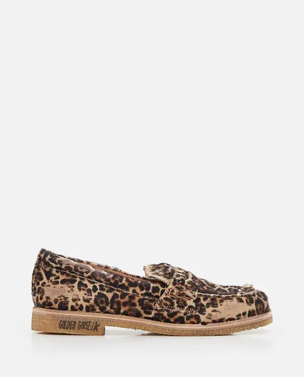 GOLDEN GOOSE Jerry Leopard Print Horsy Leather Loafers - Multicolor