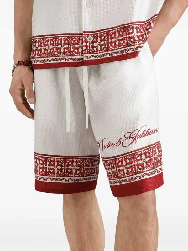 Dolce & Gabbana Jacquard Twill Bermuda Shorts - White
